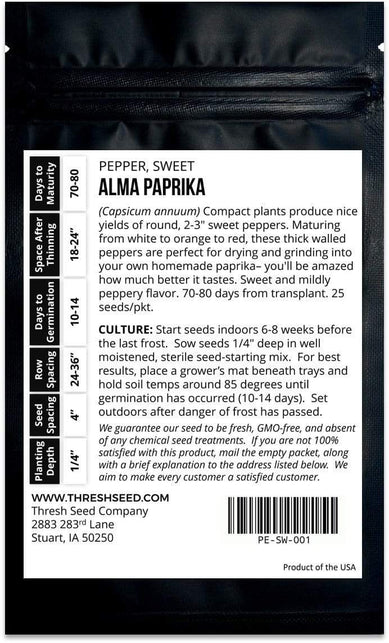 Alma Paprika Pepper Seeds- Thresh Seed Co.