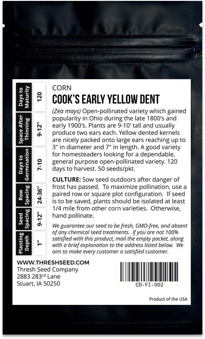 Cooks Early Yellow Dent Corn - Thresh Seed Co.