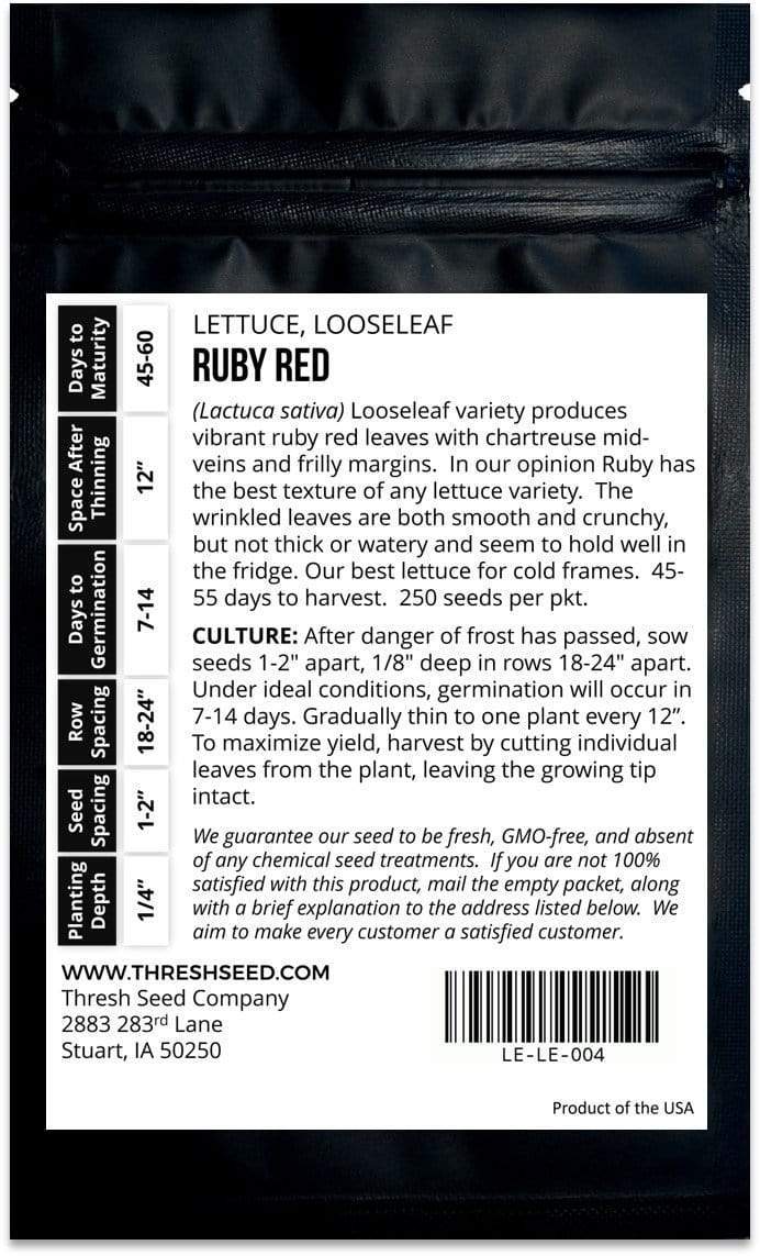 Ruby Red Leaf Lettuce - Thresh Seed Co.