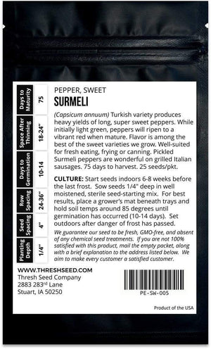 Surmeli Turkish Sweet Pepper Seeds - Thresh Seed Co.